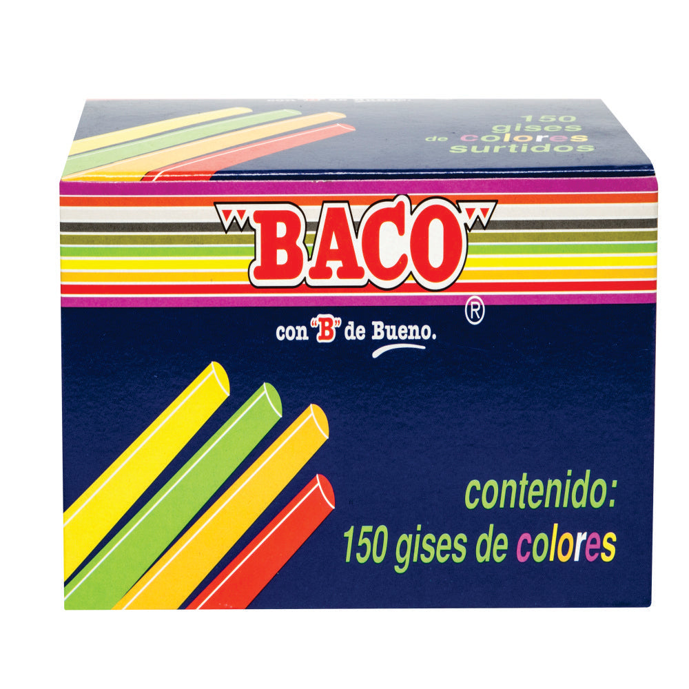 Gises de colores | BACO | Mayoreo | 12 cajas | 150 piezas – A Un Clip