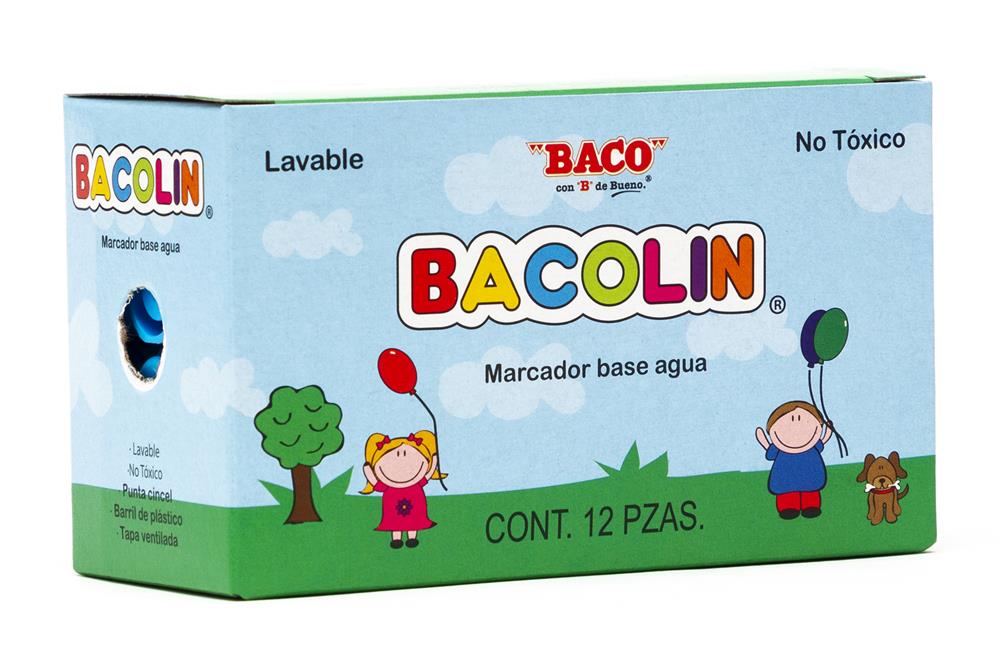 Marcador Base Agua Bacolín | Azul Claro | BACO | 12 pzas – A Un Clip